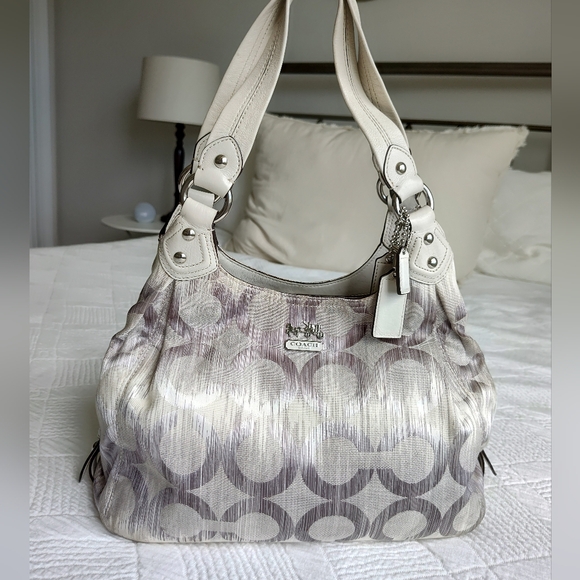 Coach | Bags | Coach Madison Ikat Cream Shoulder Bag | Poshmark